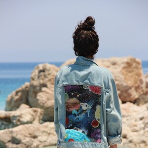 Hand Painted Jacket | Galaxy Space Universe Planets Stars Nebula Custom ...