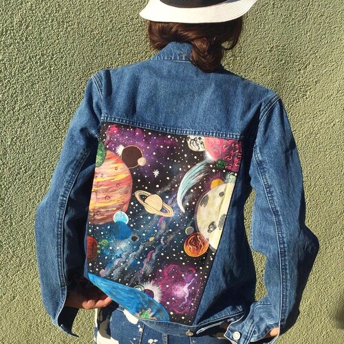 Hand Painted Denim Jacket Pop Art Jacket Custom Jacket With - Etsy