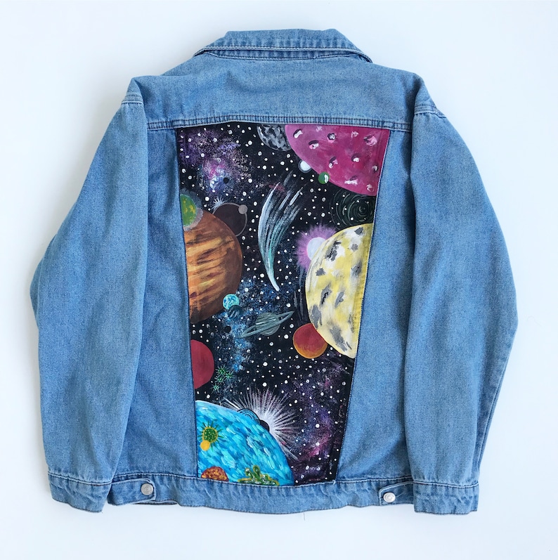 Hand Painted Jacket Galaxy Space Universe Planets Stars - Etsy