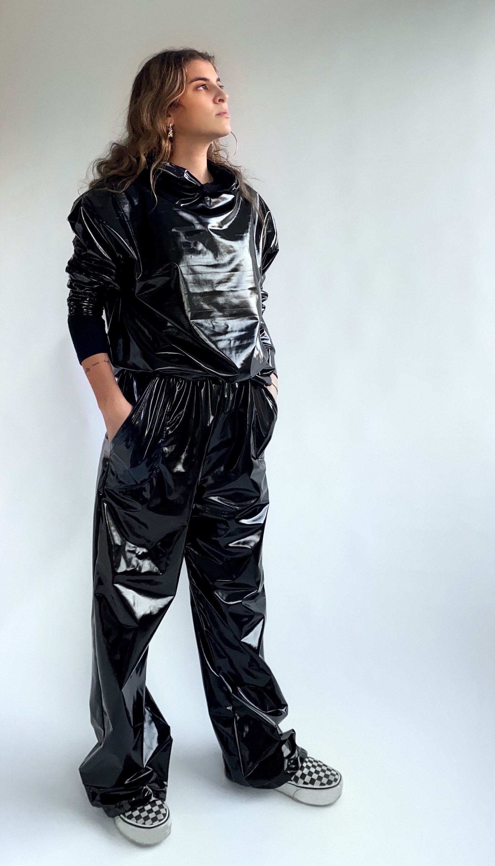 Walking Garbage Bag Sweatshirt: High Waist Faux Leather Techno Latex ...