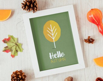 PRINTABLE Hello Autumn B Hand Lettering 8x10 Wall Print - Etsy