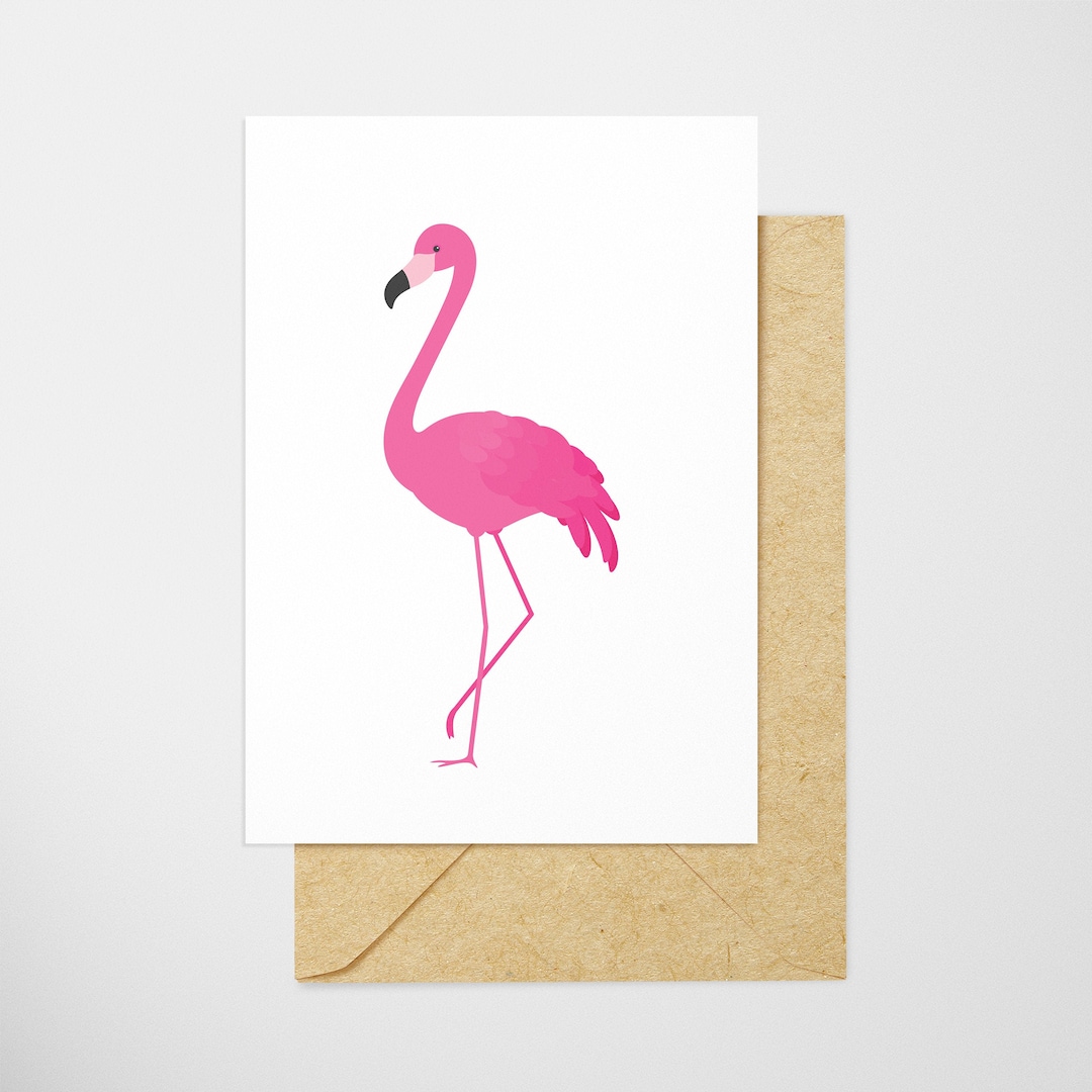 Pink Flamingo Greeting Card - Etsy UK
