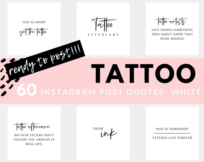 Tattoo Instagram Posts - 60 Ready to Post Instagram Post Quotes WHITE ...