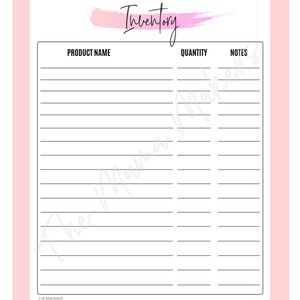 Printable Craft Show Inventory Sheets