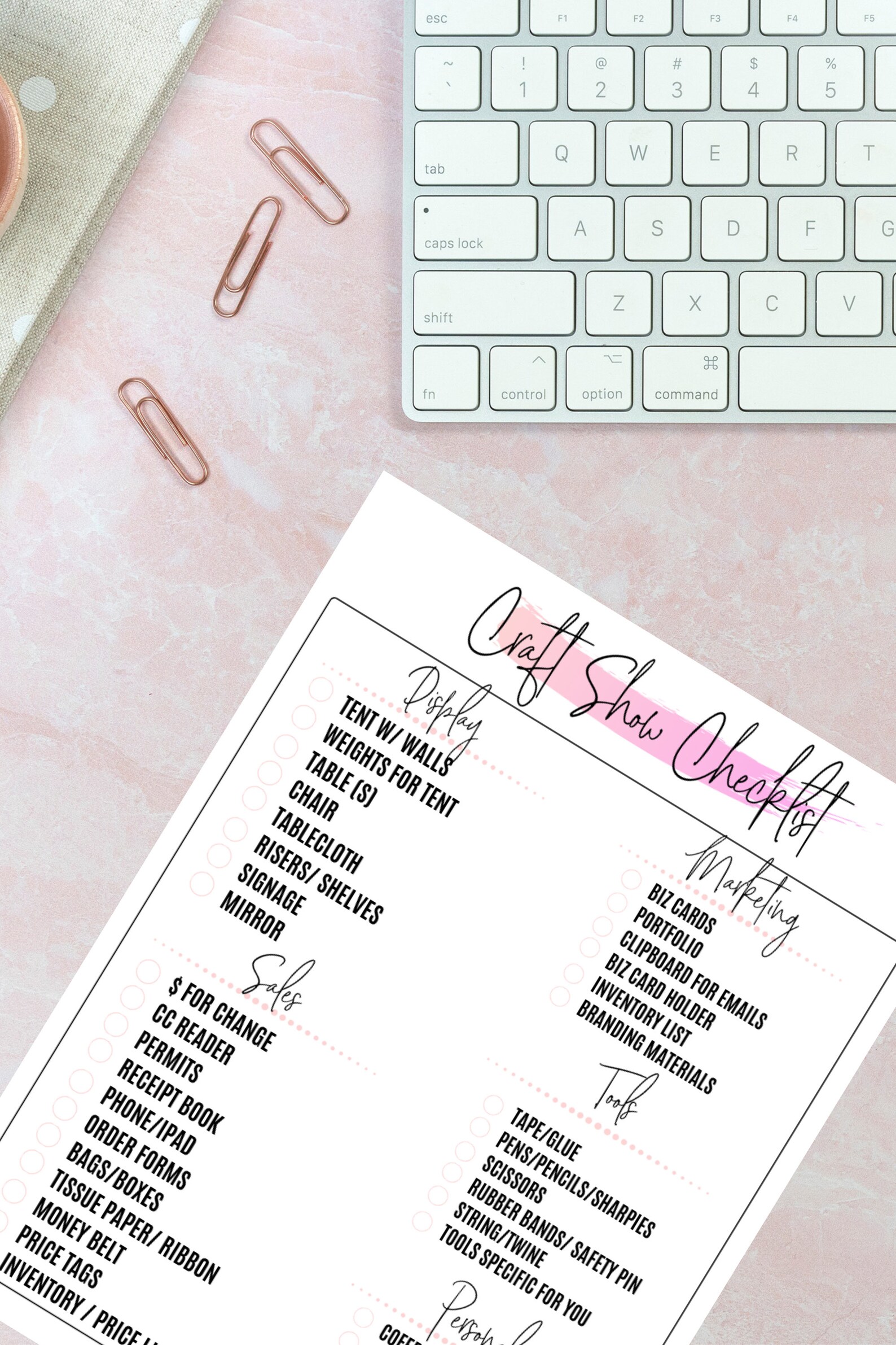 Craft Show Checklist Printable Instant Download Digital File Craft Fair ...