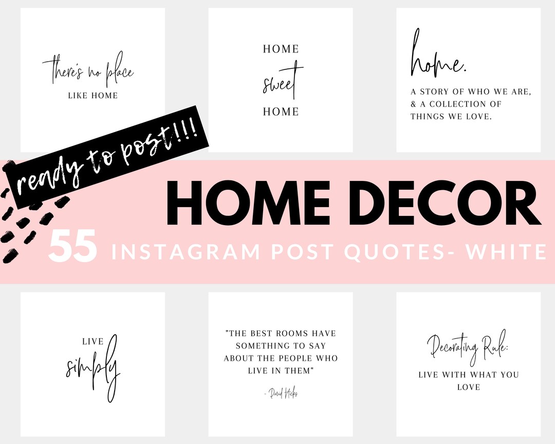 Home Decor Instagram Posts 55 Ready to Post Home Decor Quotes WHITE ...