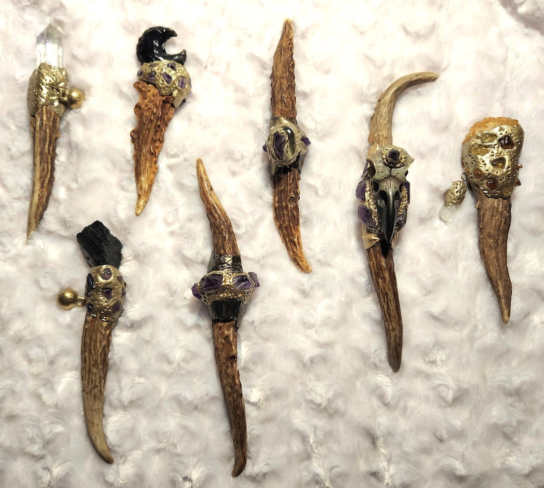 Deer Antler Crystal Wand: Handcrafted Wiccan Altar Ritual Tool - Etsy