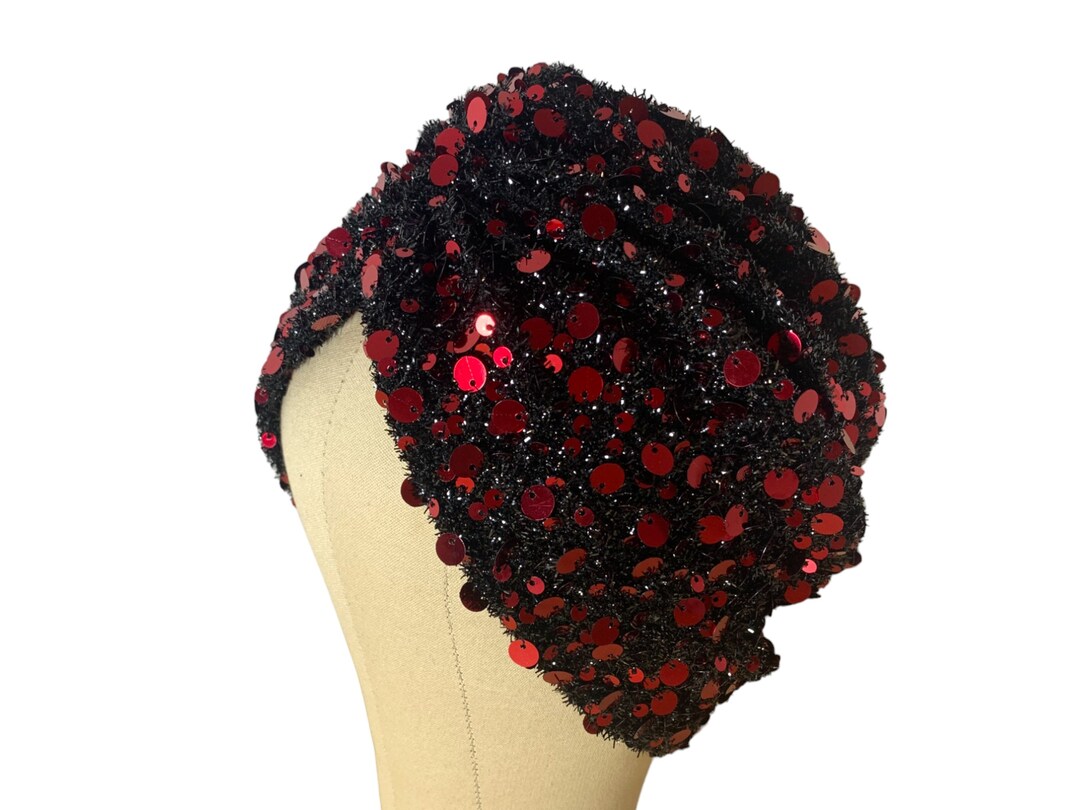 Sequin Cross Front Turban: Sparkling Lurex Head Wrap - Etsy