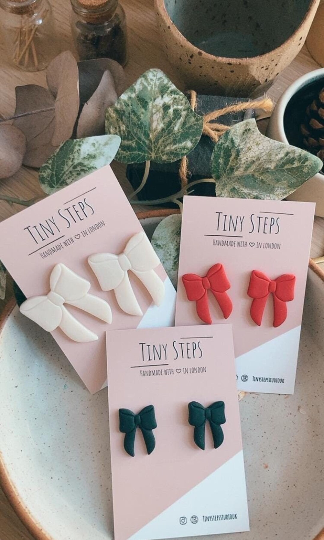 Statement Bow Studs | 3 Sizes & Colours Available | Handmade Polymer ...