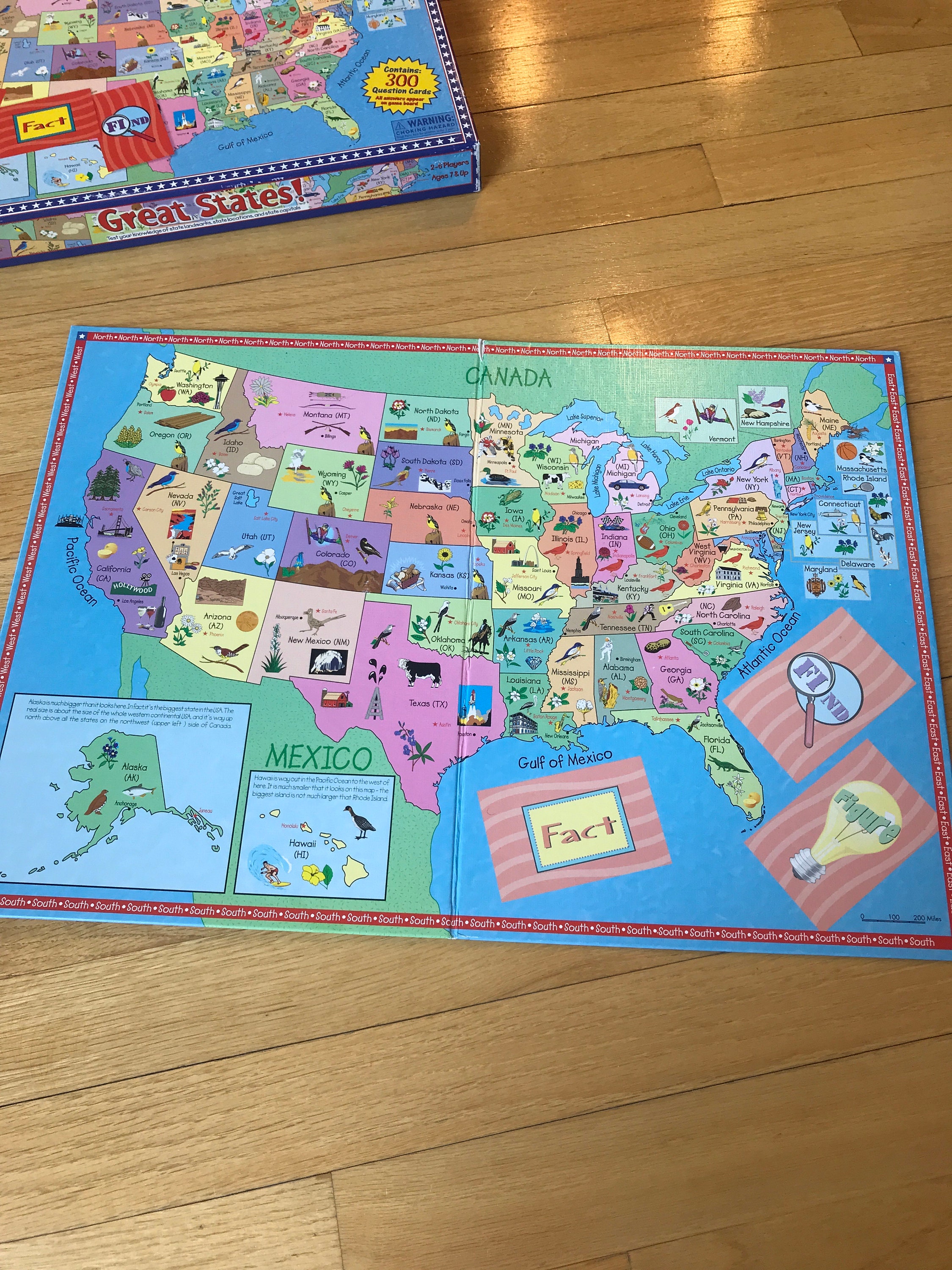 Vintage Great States Family Board Game With 300 Question Cards - Etsy
