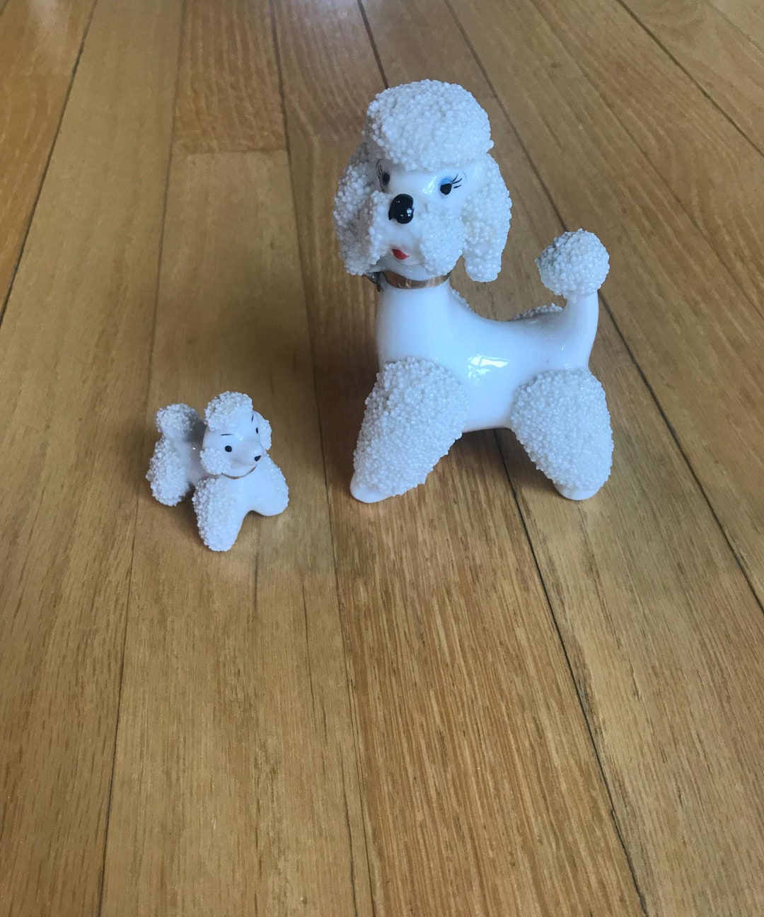 AS-IS Adorable Vintage Mid Century Spaghetti Poodles White and Gold ...