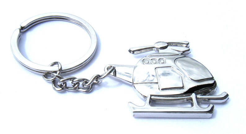 Helicopter Keyring Chrome Metal Keychain Gift Boxed - Etsy