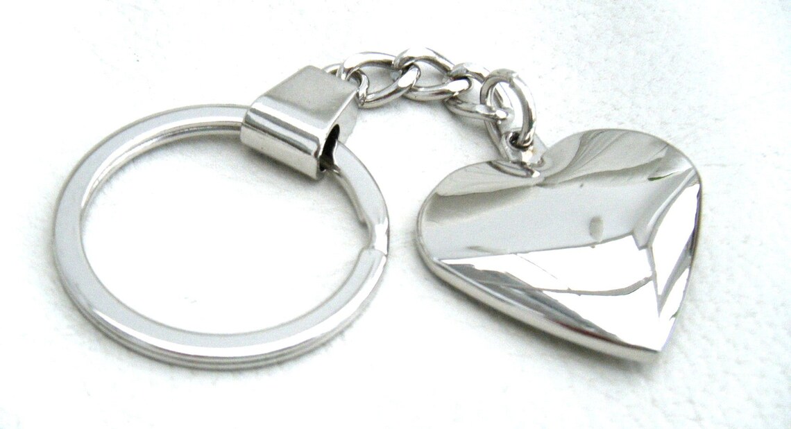 Love Heart Solid Chrome Metal Keyring Gift Boxed - Etsy UK