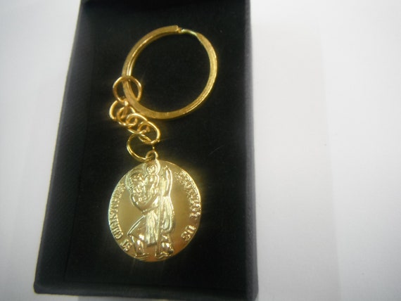 St Christopher Keyring Golden Metal Finish Keychain - Etsy