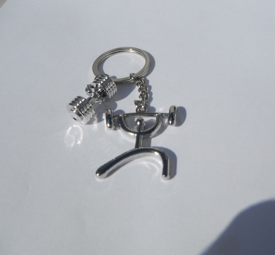 Bodybuilding Weightlifting Key Ring Chrome Metal Key Chain Gift Boxed ...