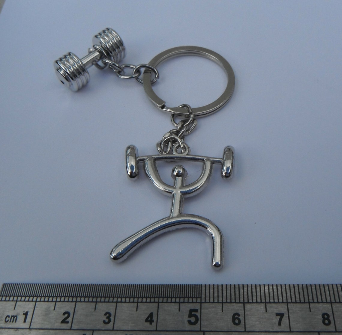Bodybuilding Weightlifting Key Ring Chrome Metal Key Chain - Etsy