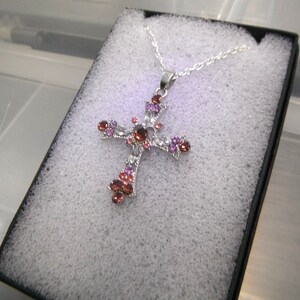 Pink diamond cross necklace Etsy
