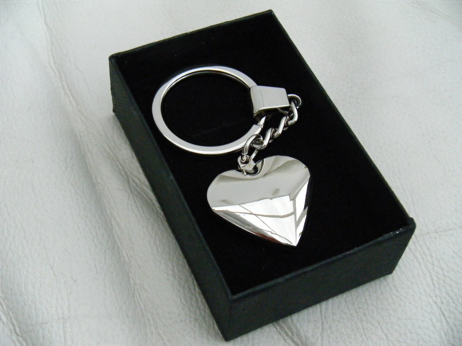 Love Heart Solid Chrome Metal Keyring Gift Boxed - Etsy UK
