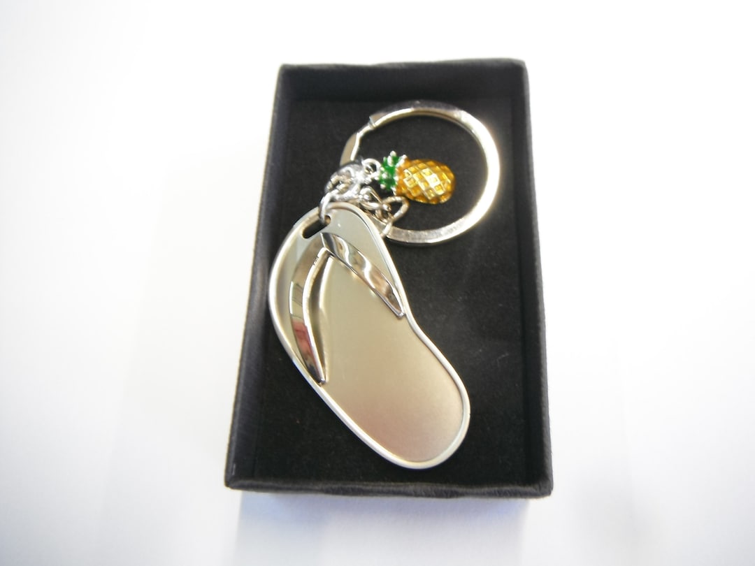 Pineapple Flip Flop Sandal Keyring Chrome Metal Gift Boxed - Etsy
