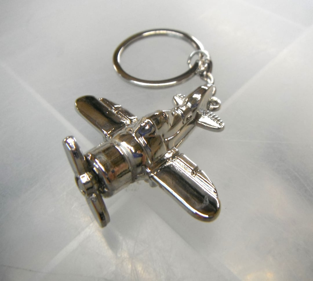 Chrome Metal Keychain Propeller Airplane Keyring Gift Boxed - Etsy