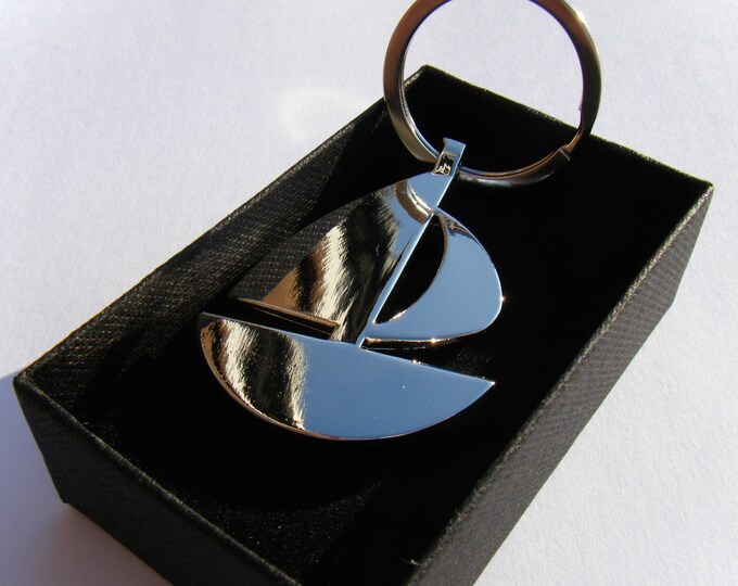Sailboat Keychain, Sailboat Key Ring, Sailing, Sports, Initial Keychain ...