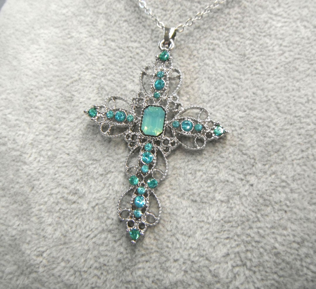 Colour Diamonate Cross Necklace Gift Boxed - Etsy