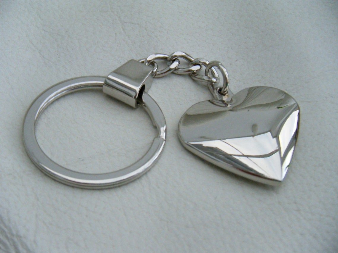 Love Heart Solid Chrome Metal Keyring Gift Boxed - Etsy UK