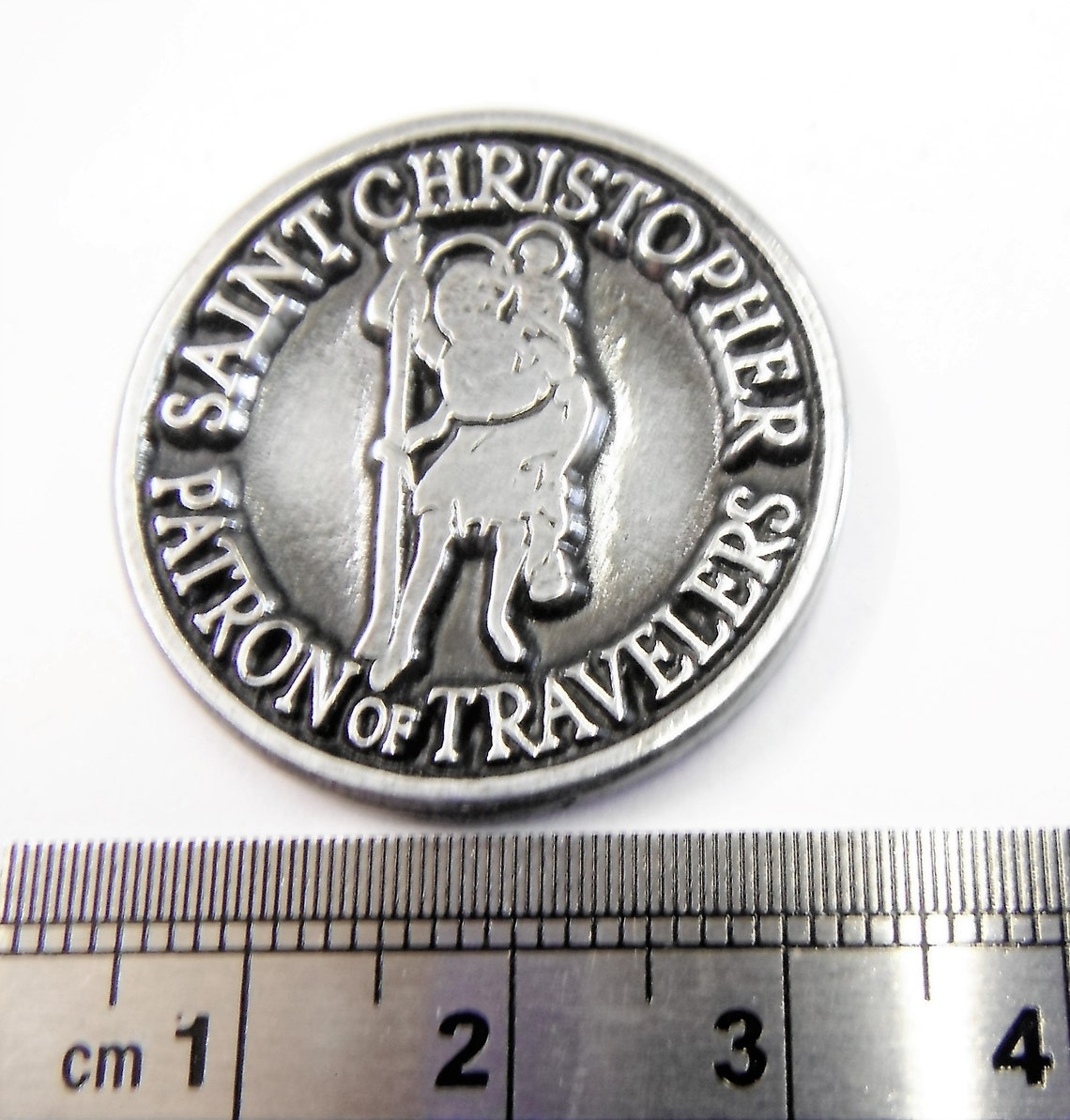 Saint Christopher Pewter Token Coin Patron Saint of Travel - Etsy