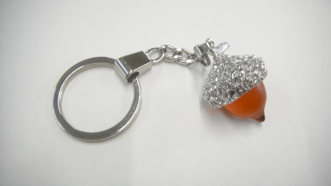 Acorn Keyring Amber Glass Acorn Chrome Metal Keychain Gift Boxed - Etsy
