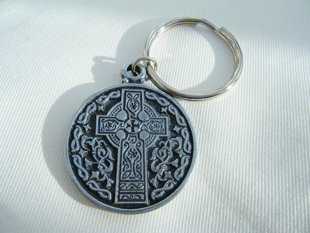 Irish Celtic Cross Keyring Pewter Metal With Irish Blessing Gift Boxed ...