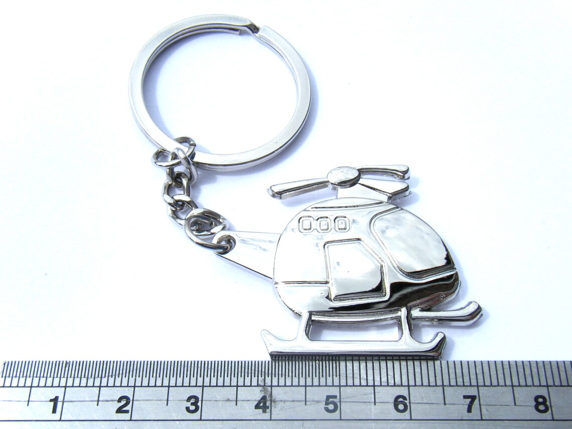 Helicopter Keyring Chrome Metal Keychain Gift Boxed - Etsy