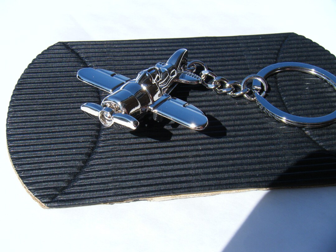 Chrome Metal Keychain Propeller Airplane Keyring Gift Boxed - Etsy