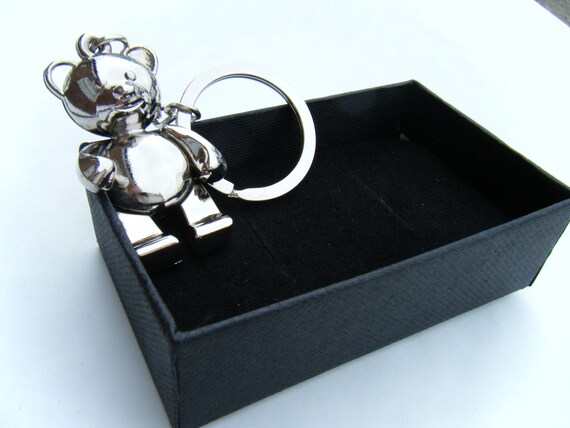 Chrome Metal Teddy Bear Key Ring Keychain Teddy Fob Gift Boxed | Etsy