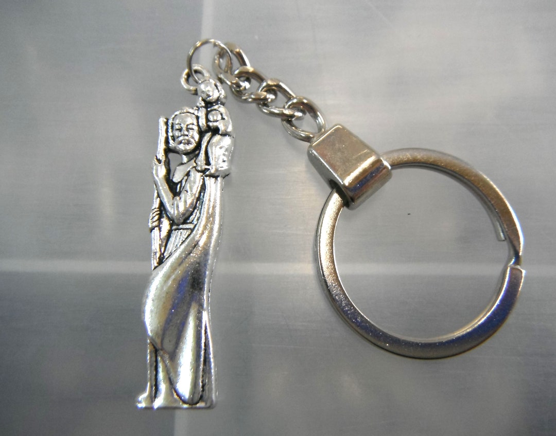 St Christopher Silver Colour Keyring Gift Boxed - Etsy