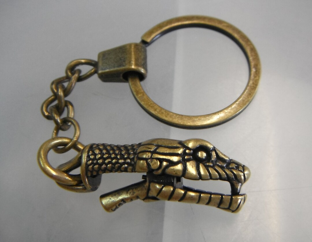 Snake Head Spring Open Close Jaw Brass Keyring Gift Boxed - Etsy