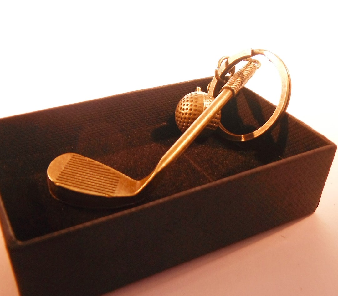 Bronze Golf Club Ball Keyring Metal Keychain Gift Boxed - Etsy