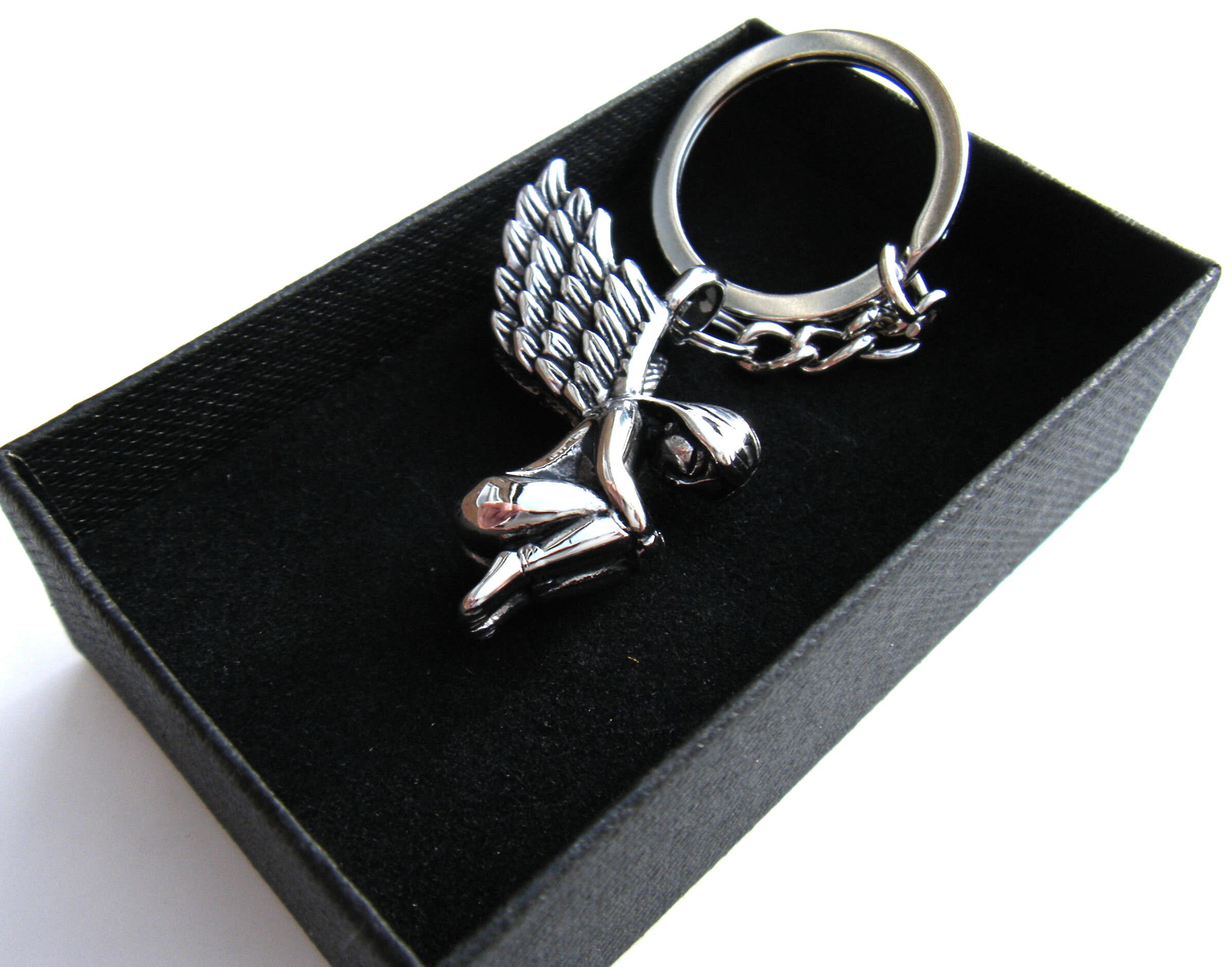 Angel Chrome Metal Keyring Gift Boxed - Etsy UK