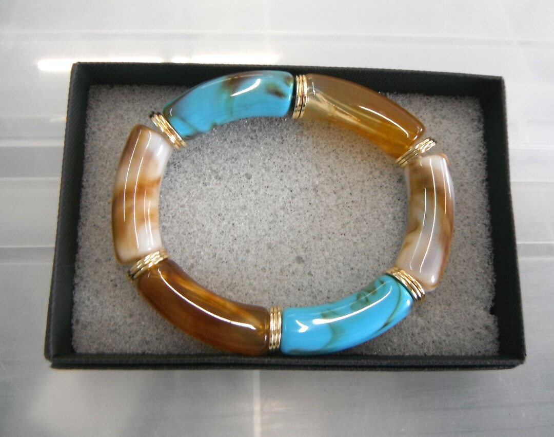 Turquoise Colour and Amber Colour Bracelet Gift Boxed - Etsy