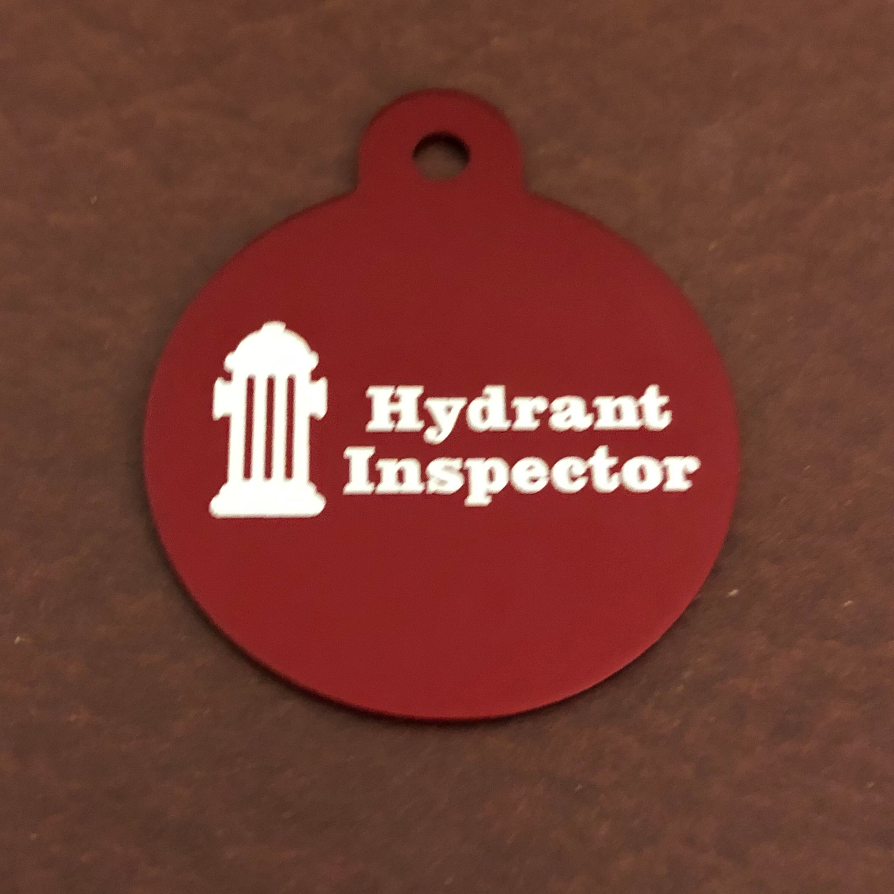 Hydrant Inspector Large Red Circle Personalized Aluminum Tag | Etsy