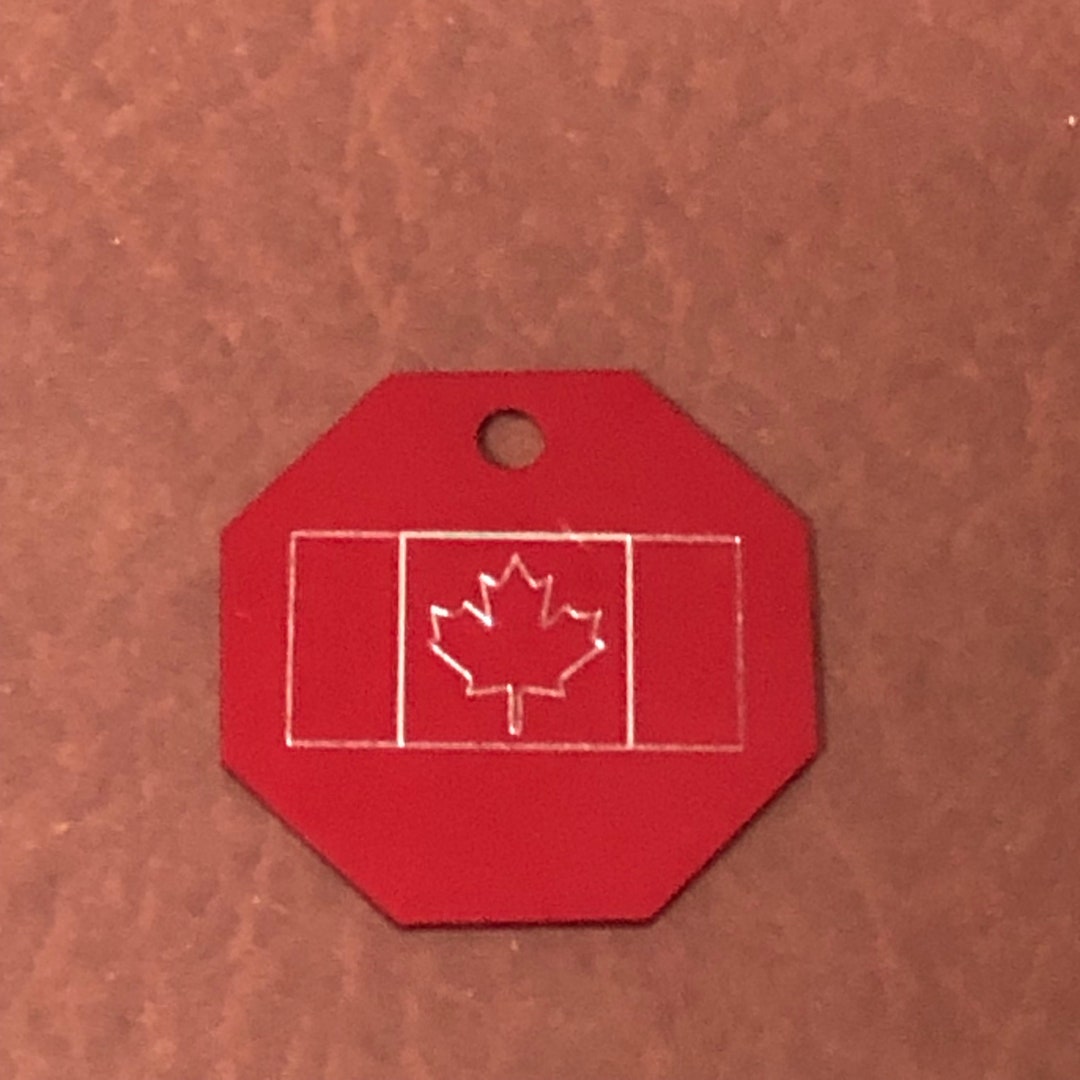 Canadian Flag, Large Stop Sign, Personalized Aluminum Tag Diamond ...