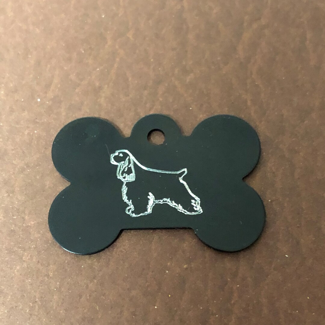 Cocker Spaniel Dog, Large Bone Tag, Aluminum Personalized Diamond ...