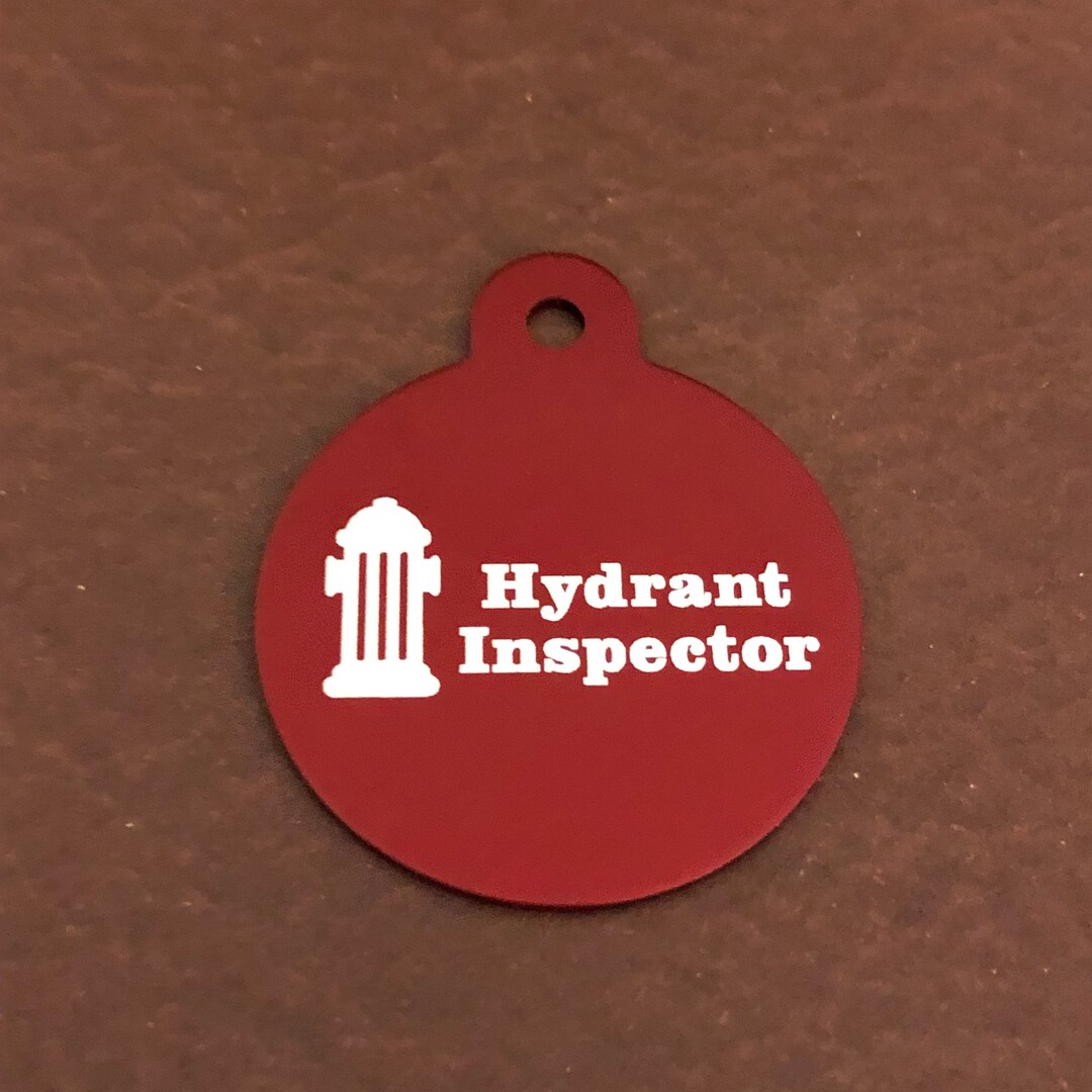 Hydrant Inspector Large Red Circle Personalized Aluminum Tag Diamond ...