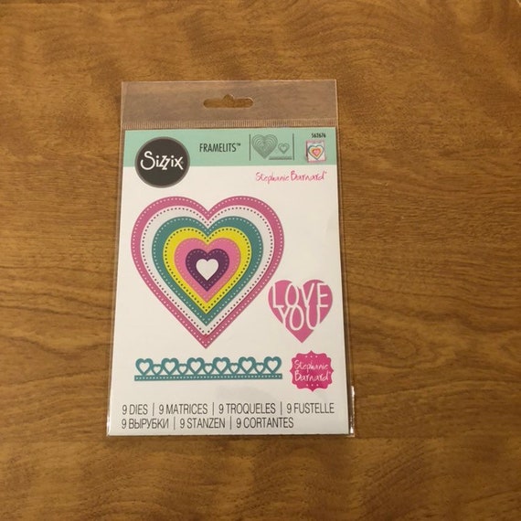 Dotted Hearts Sizzix Framelits 9 Pieces Dies Set by | Etsy