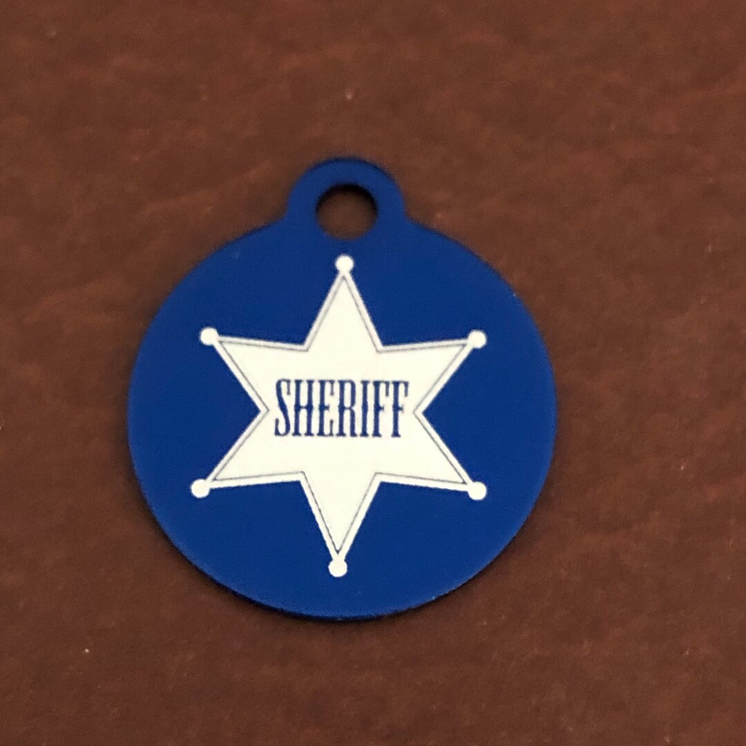 Sheriff, Sheriff Tag, Small Blue Circle Aluminum Tag, Personalized ...