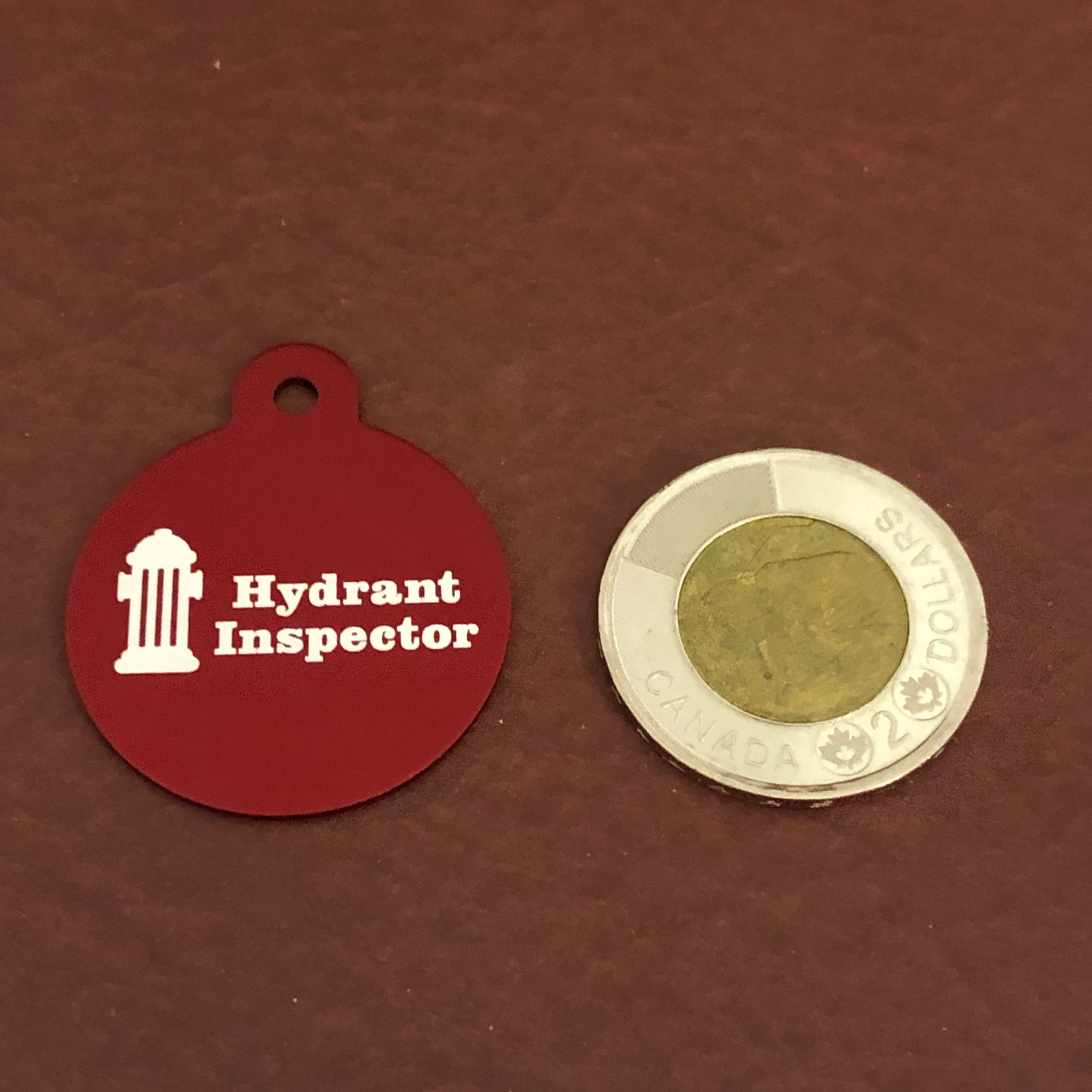 Hydrant Inspector Large Red Circle Personalized Aluminum Tag | Etsy