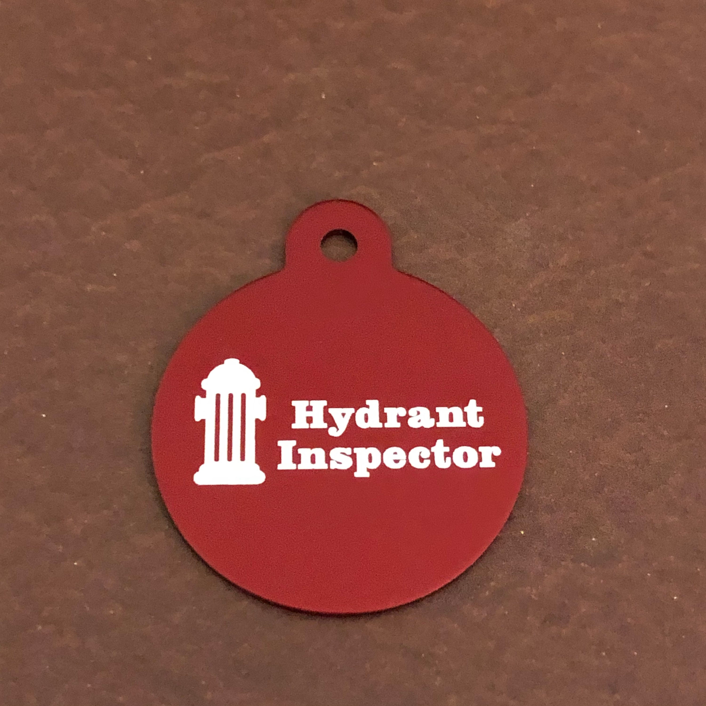 Hydrant Inspector Large Red Circle Personalized Aluminum Tag | Etsy