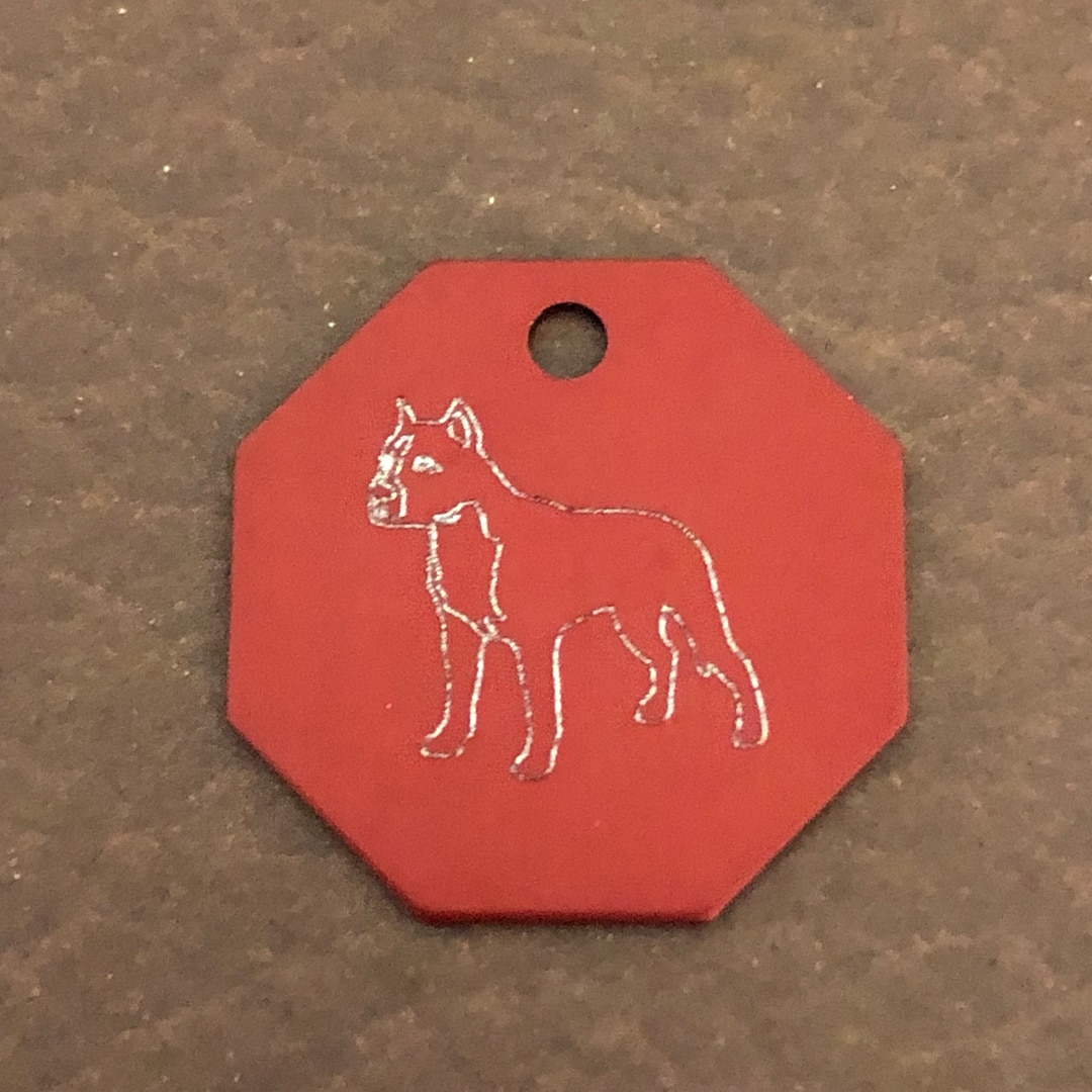 Dog, Large Stop Sign, Personalized Aluminum Tag Diamond Engraved Tag ID ...