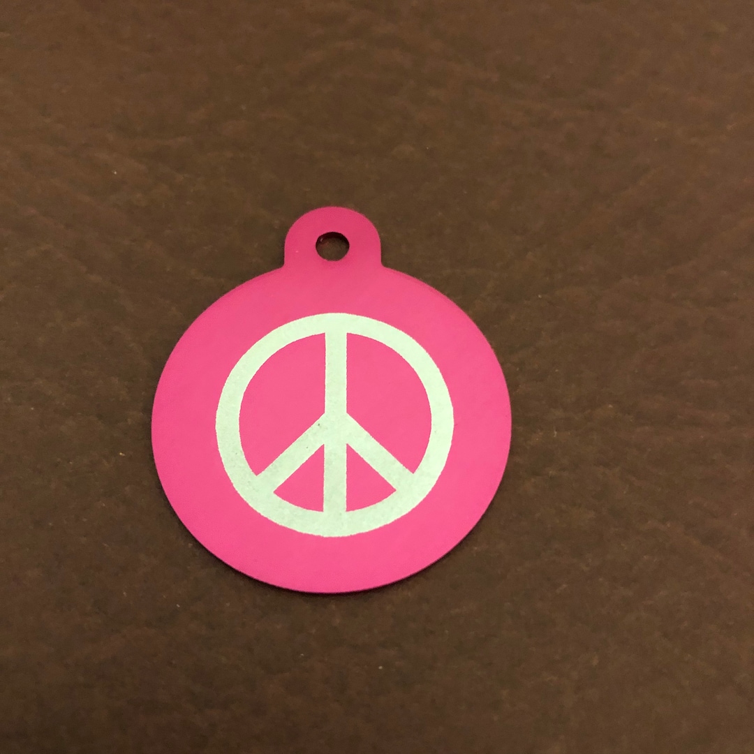 Peace Sign Peace Symbol, Large Pink Circle, Personalized Aluminum Tag ...
