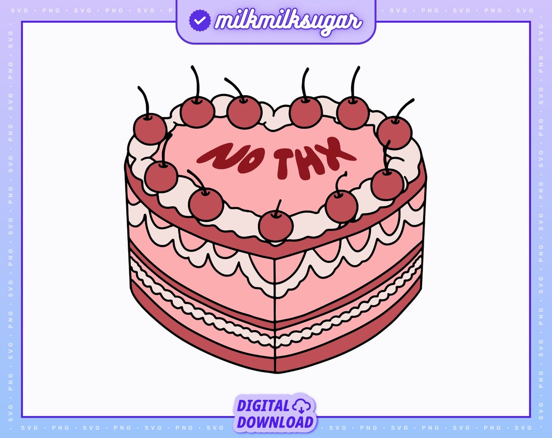 Retro Heart Cake Svg Cut File for Cricut, Valentines Day Png, Vintage ...