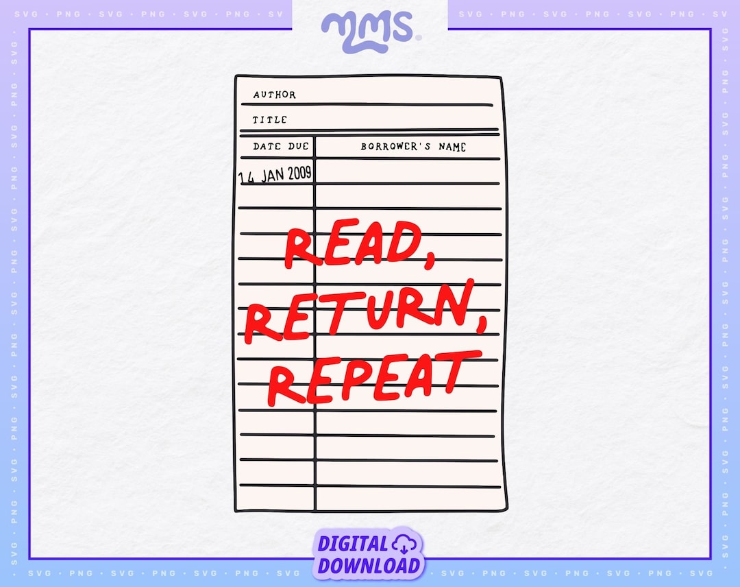 Read Return Repeat Svg Cut File for Cricut, Booktok, Book Lover Svg ...